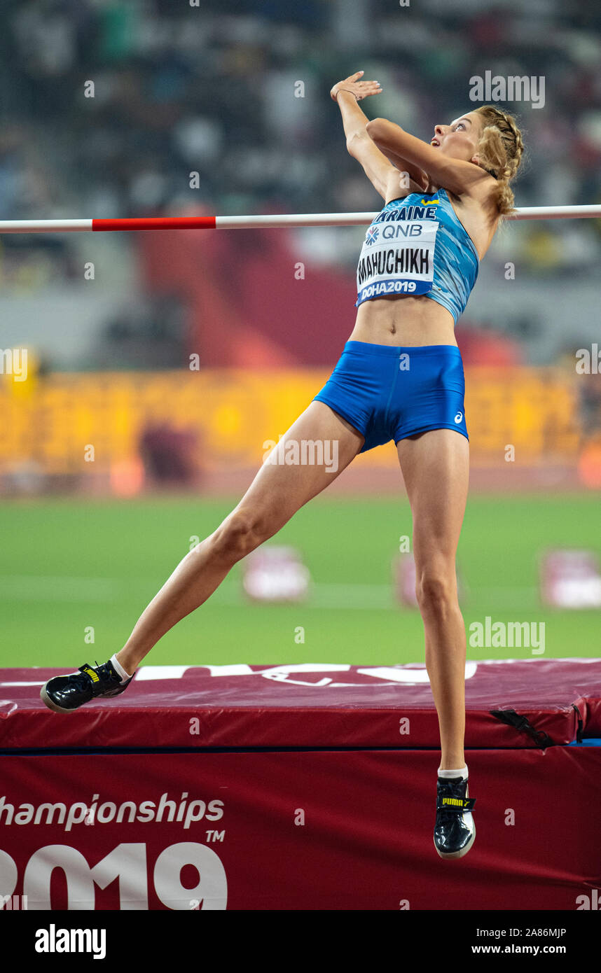 DOHA - QATAR SEPT 30: Yaroslava Mahuchikh of Ukraine competing in the ...