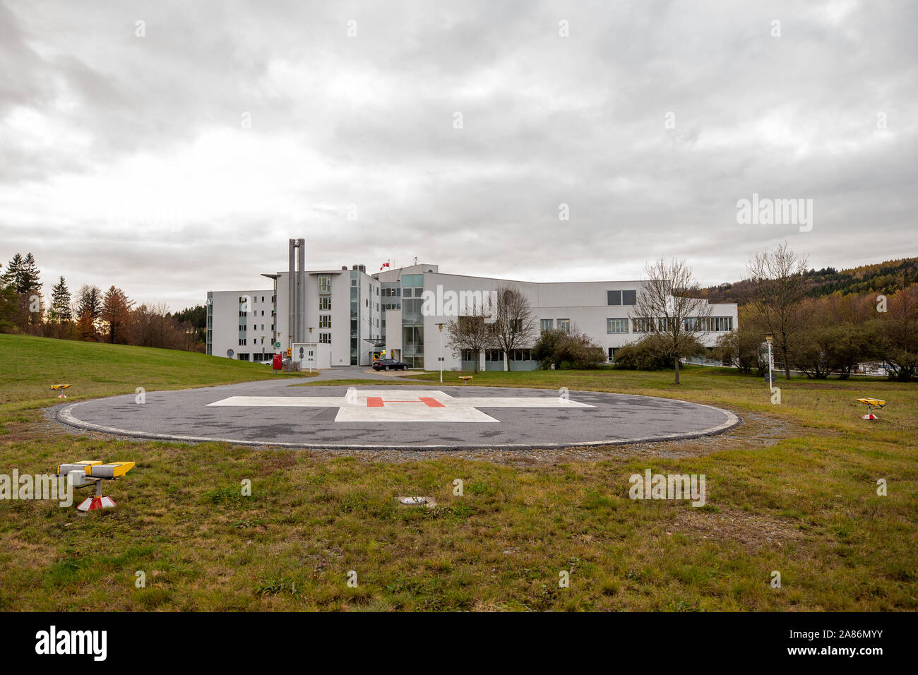 Sebnitz, Germany. 05th Nov, 2019. The helipad of the Asklepios Saxon ...