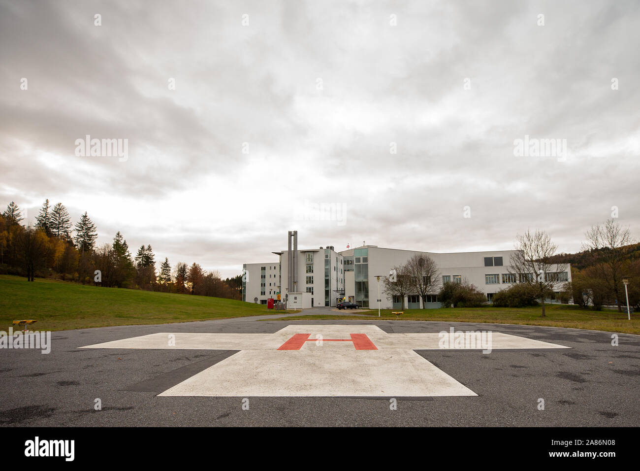 Sebnitz, Germany. 05th Nov, 2019. The helipad of the Asklepios Saxon ...