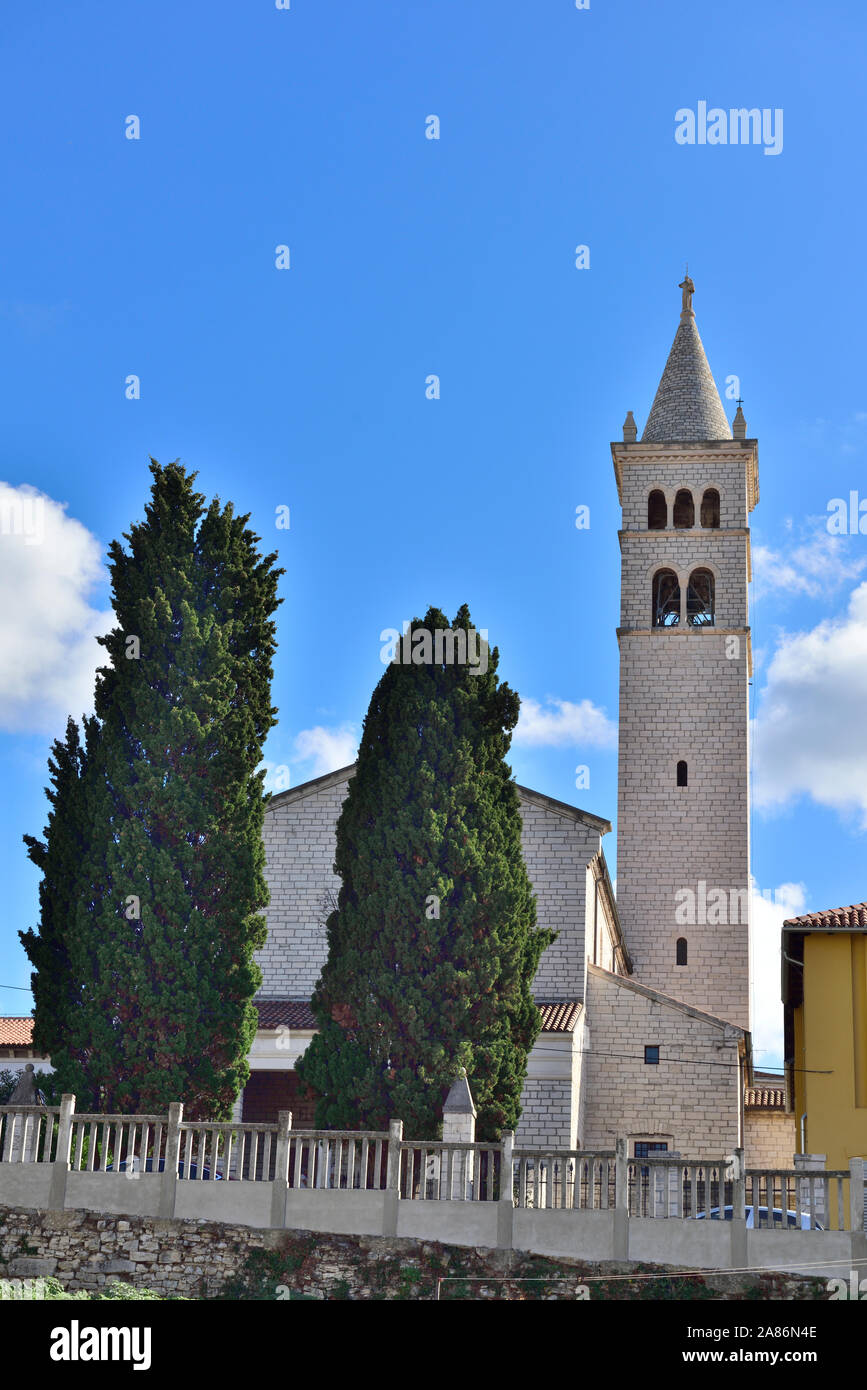 Catholic church with prominent bell tower, Sveti Antun, next to the ...