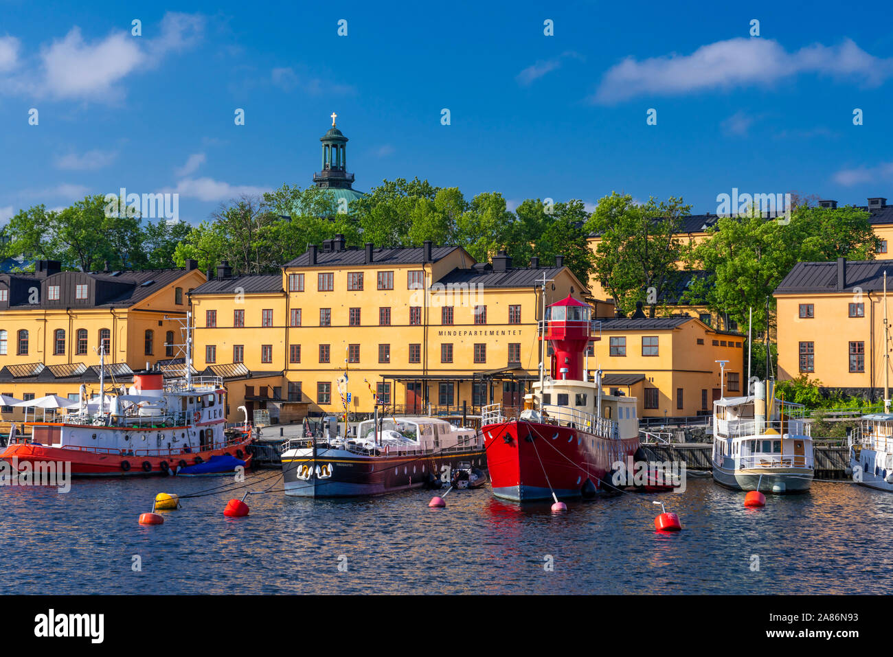 A view of the Stockholm harbor near the Nybrokajen Terminal, Stockholm ...