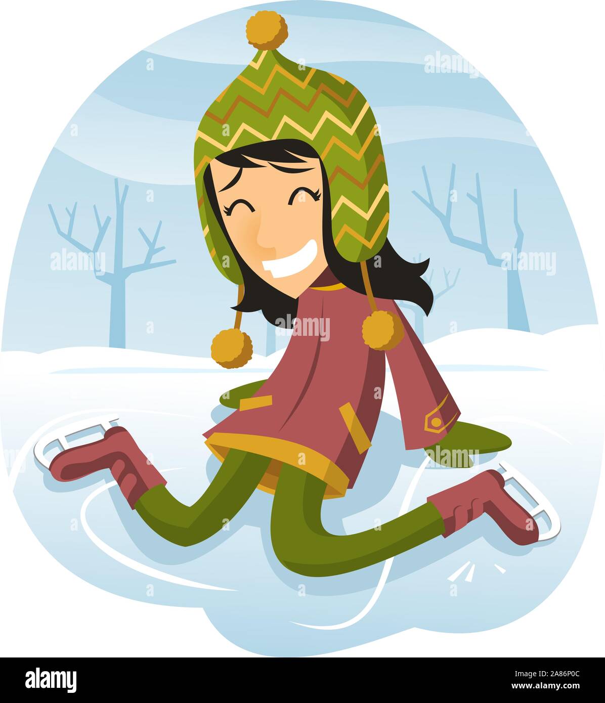 Young girls ice skating Stock Vector Images - Alamy
