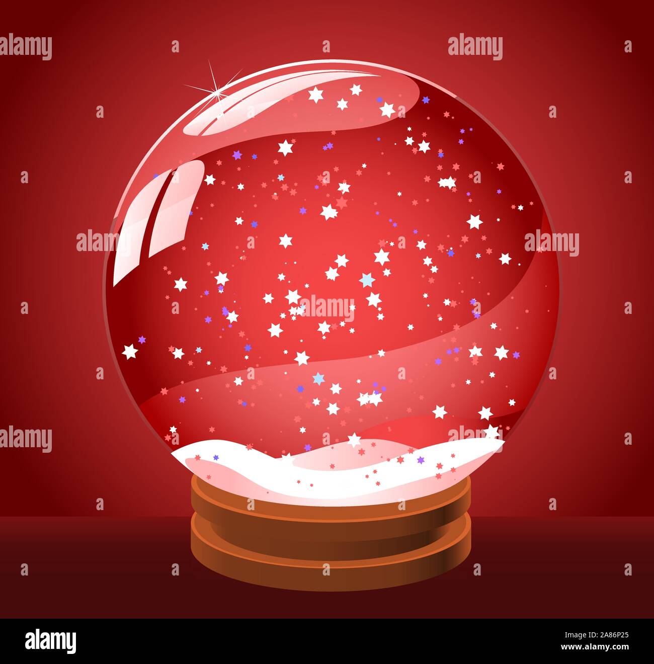 Snow globe snowball vector illustration icon, with star shape with red ...