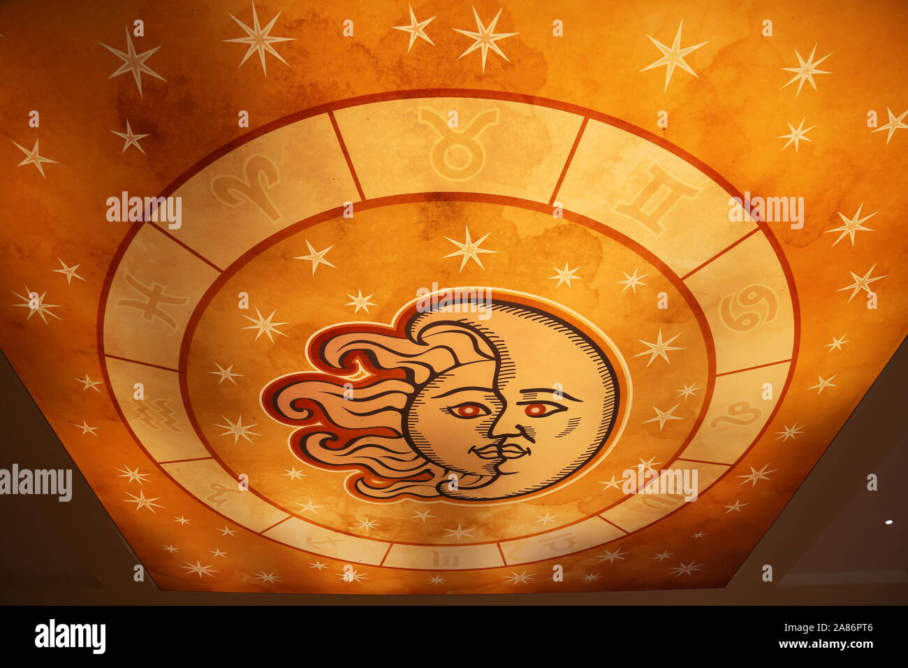 Early Zodiac ceiling, Visitor Centre, Jerash, Jerash Governorate ...