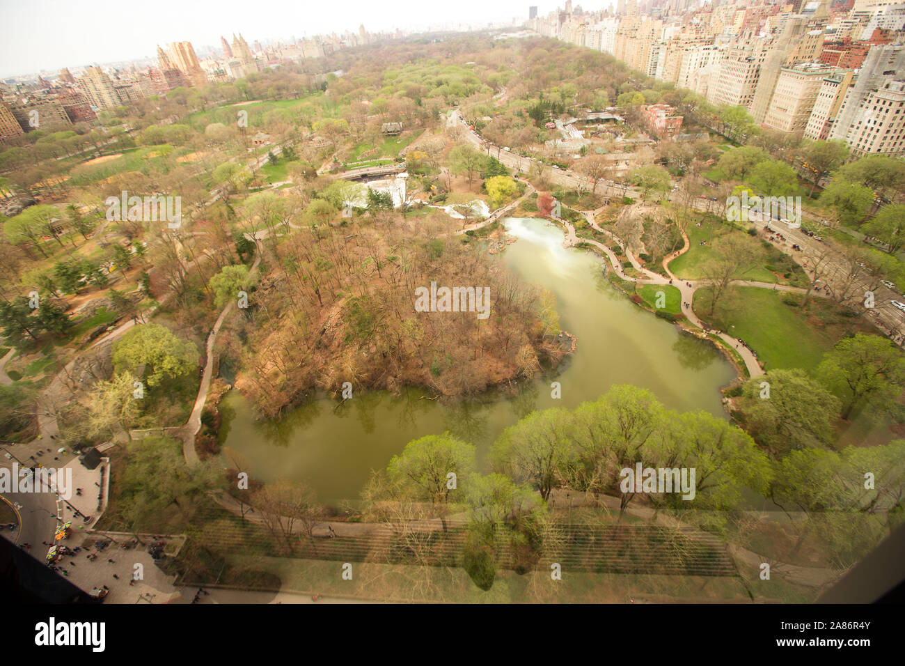 Autumn view of Central Park from the hotel window, Manhattan, New York ...