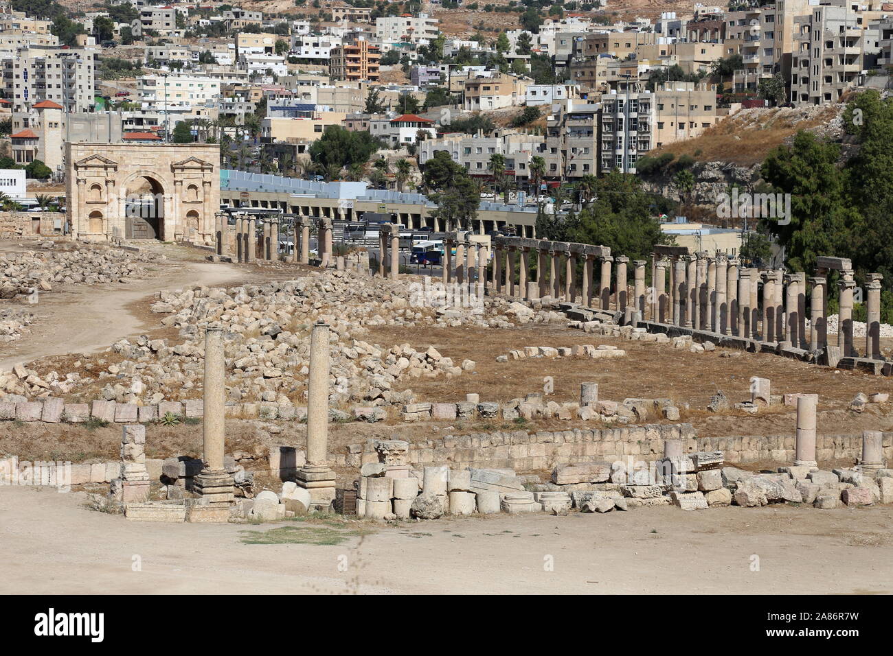 North Gate and site of Civic Centre, Jerash, Jerash Governorate, Jordan ...