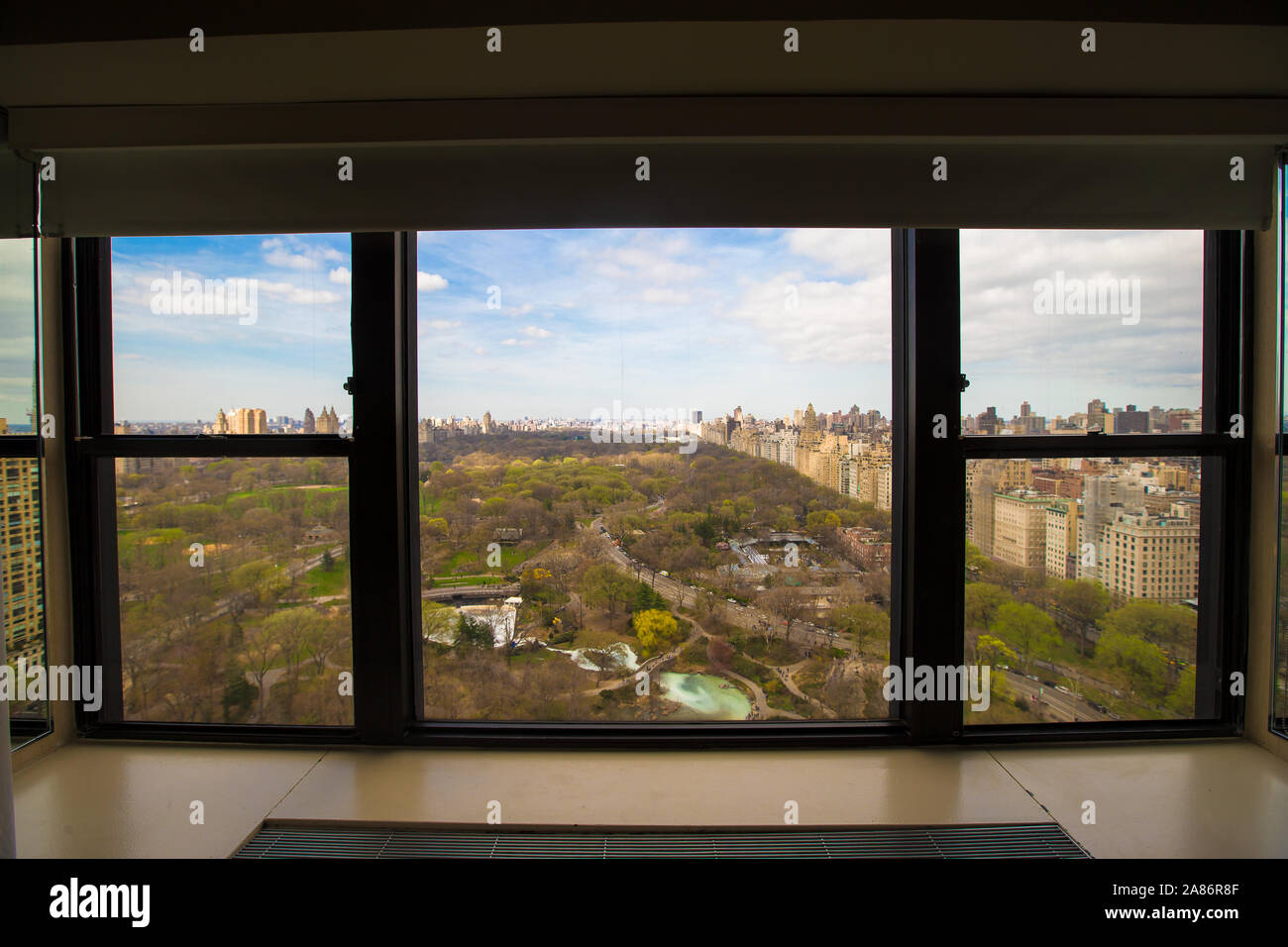 Autumn view of Central Park from the hotel window, Manhattan, New York ...