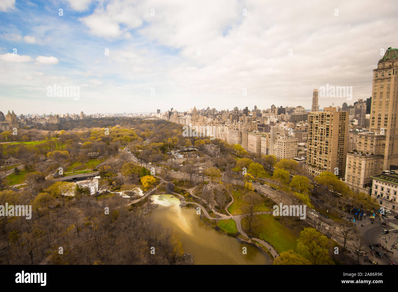 Autumn view of Central Park from the hotel window, Manhattan, New York ...