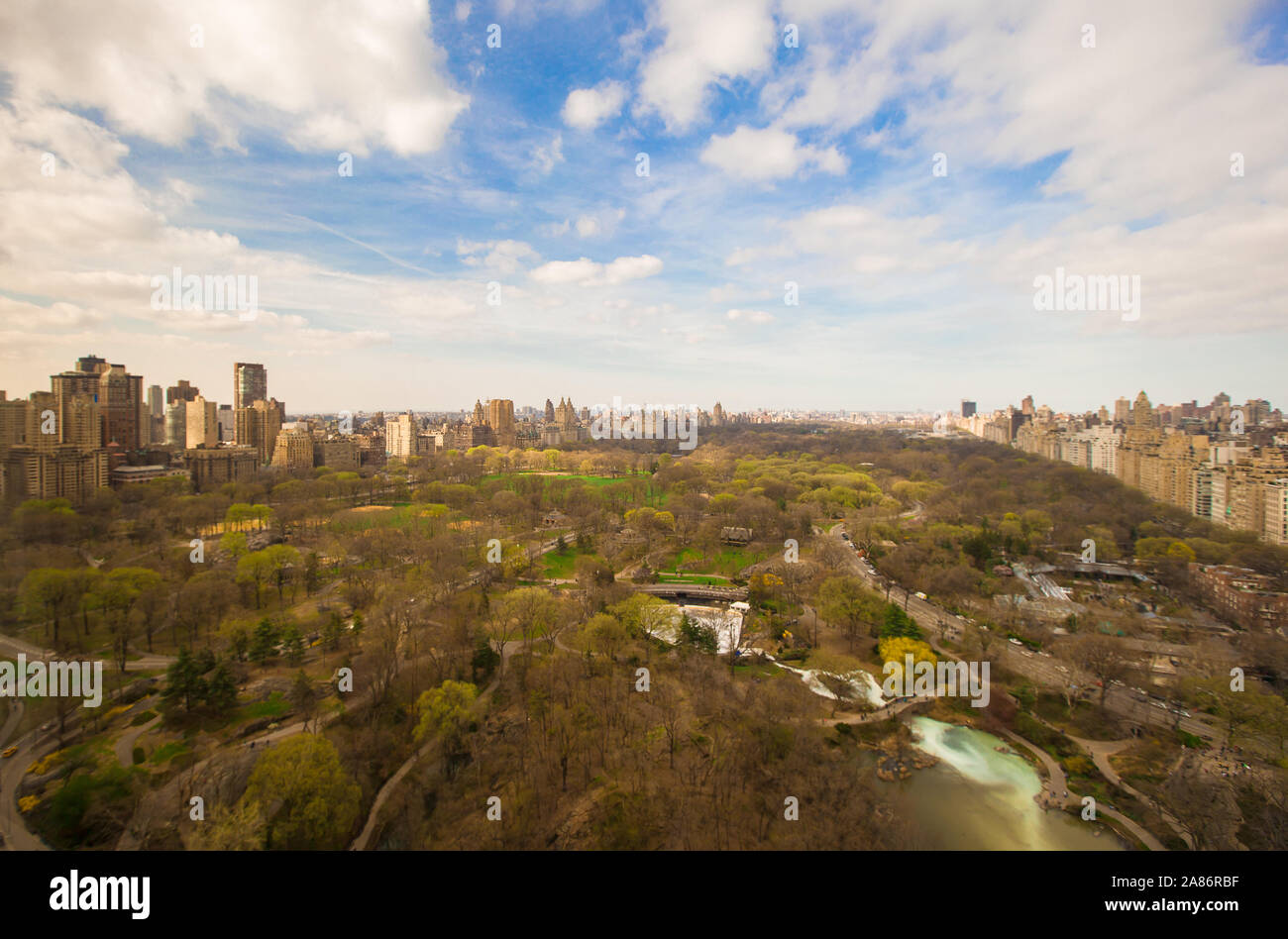 Autumn view of Central Park from the hotel window, Manhattan, New York ...