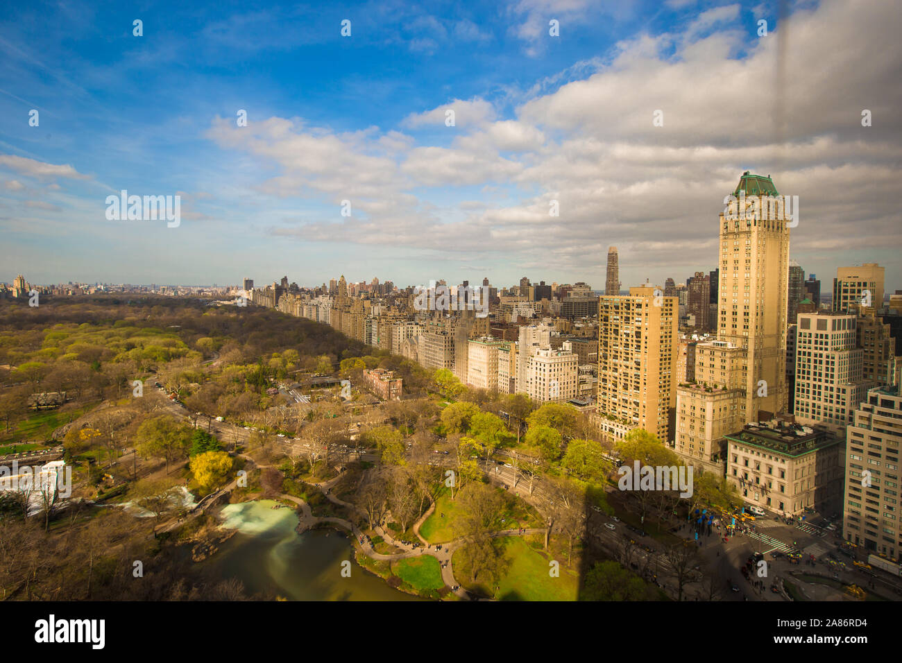 Autumn view of Central Park from the hotel window, Manhattan, New York ...
