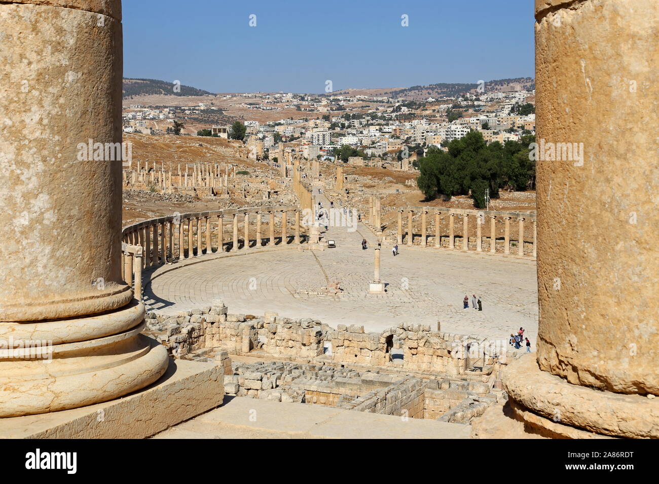 Oval Plaza and Cardo Maximus, Jerash, Jerash Governorate, Jordan ...