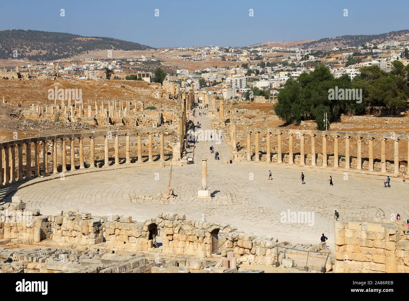 Oval Plaza and Cardo Maximus, Jerash, Jerash Governorate, Jordan ...