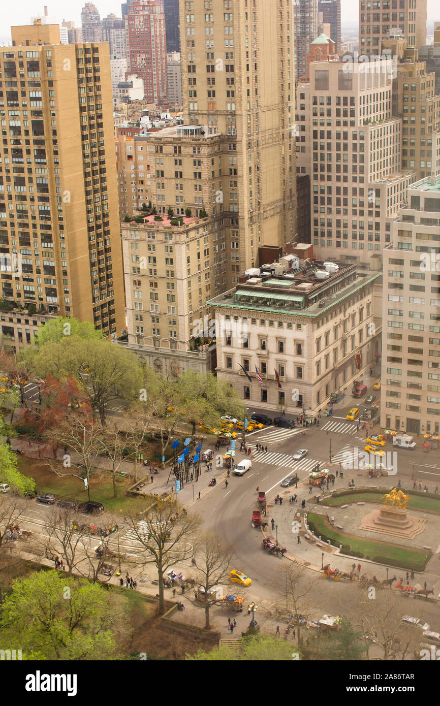 Autumn view of Central Park from the hotel window, Manhattan, New York ...