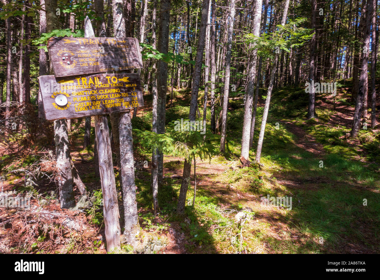 A suspension bridge crossing Upstate New York's Northville Placid Trail ...