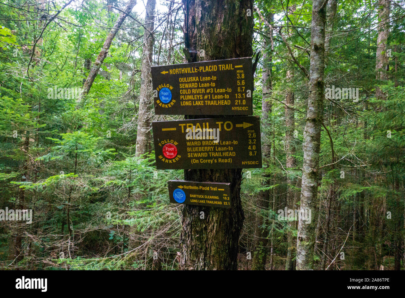 A suspension bridge crossing Upstate New York's Northville Placid Trail ...