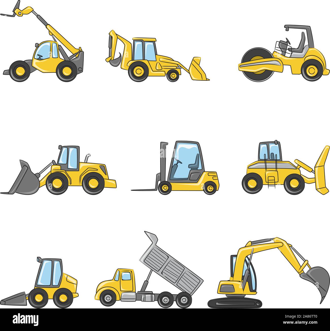 Construction Machines vector illustration collection Stock Vector Image ...
