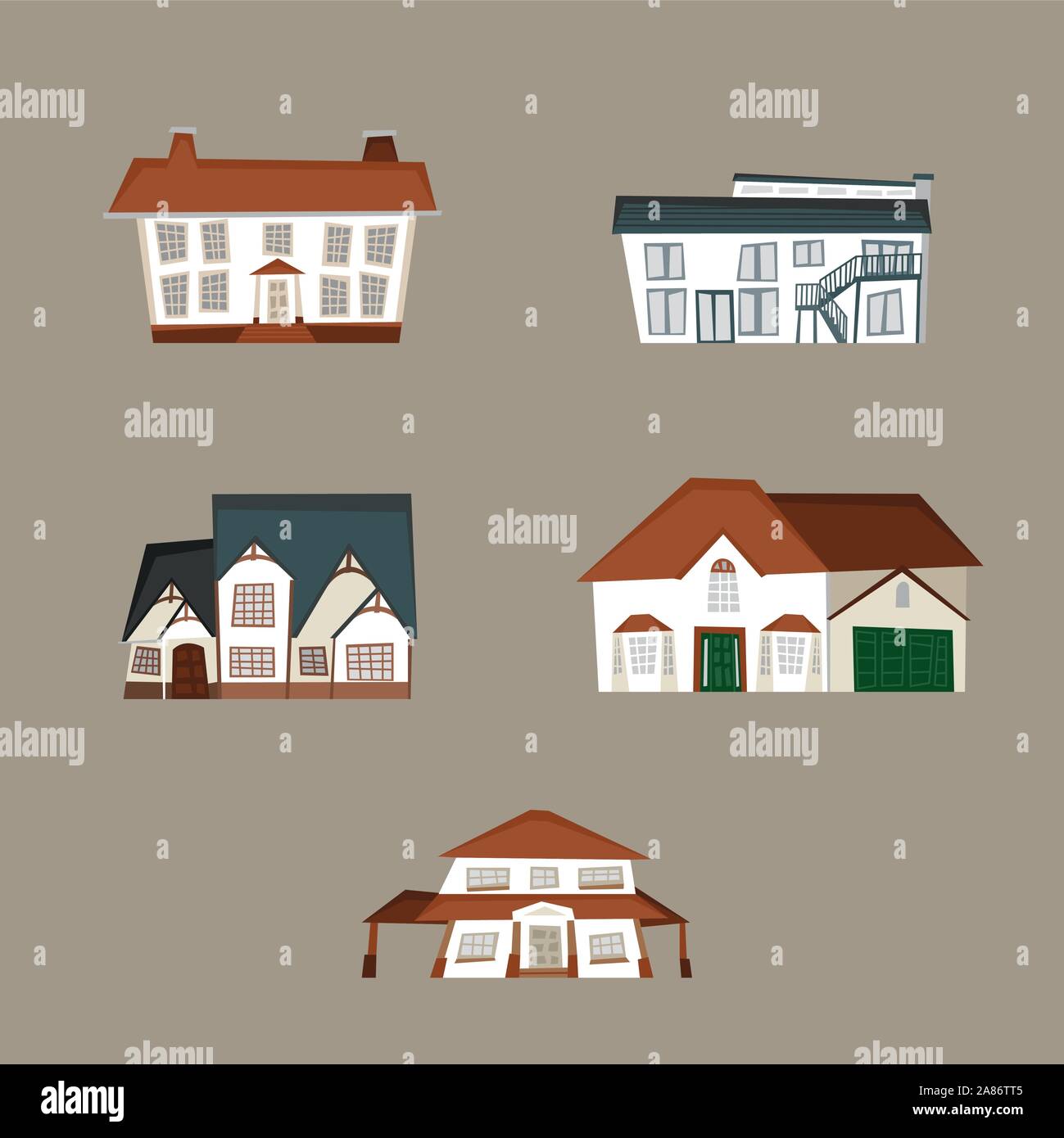 Residential houses collection. With Residential farmhouse cottage ...