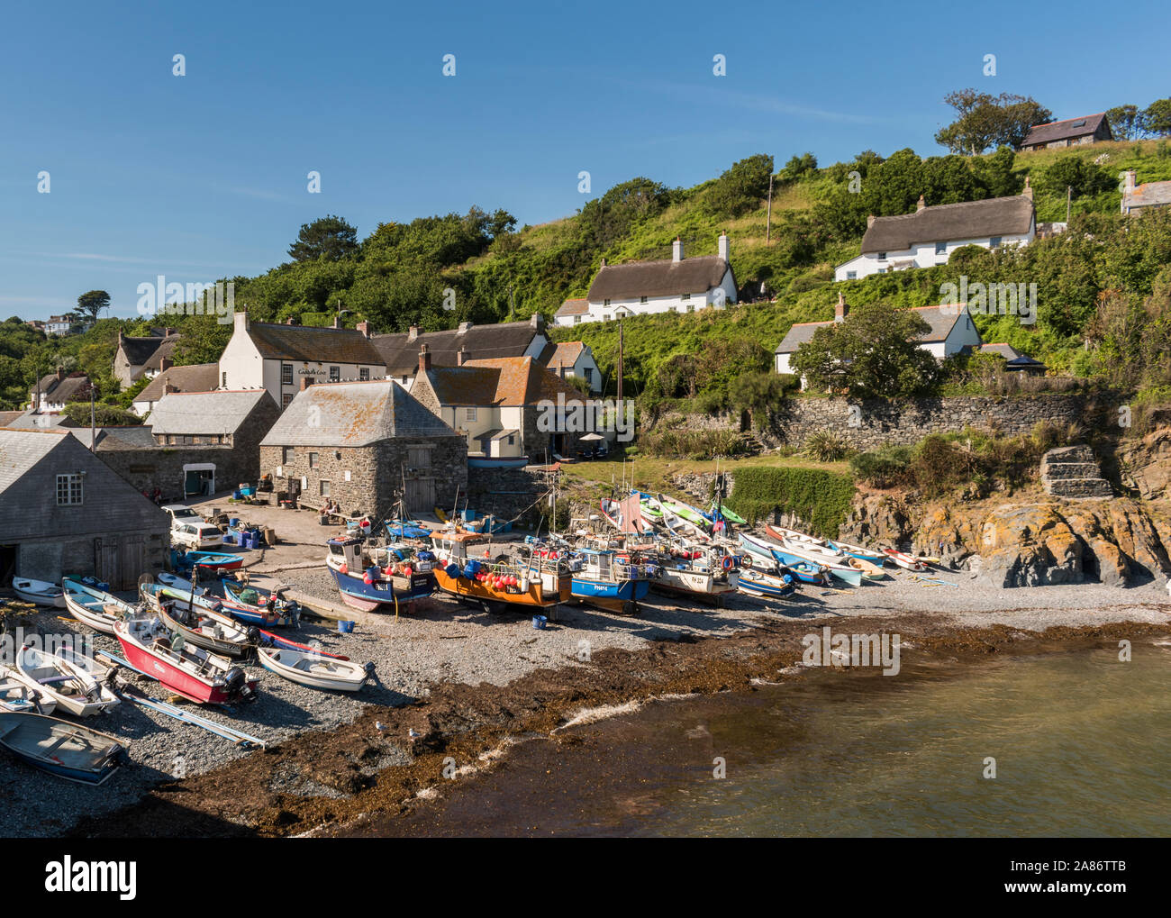 The pretty fishing village of Cadgwith on the Lizard Peninsular ...