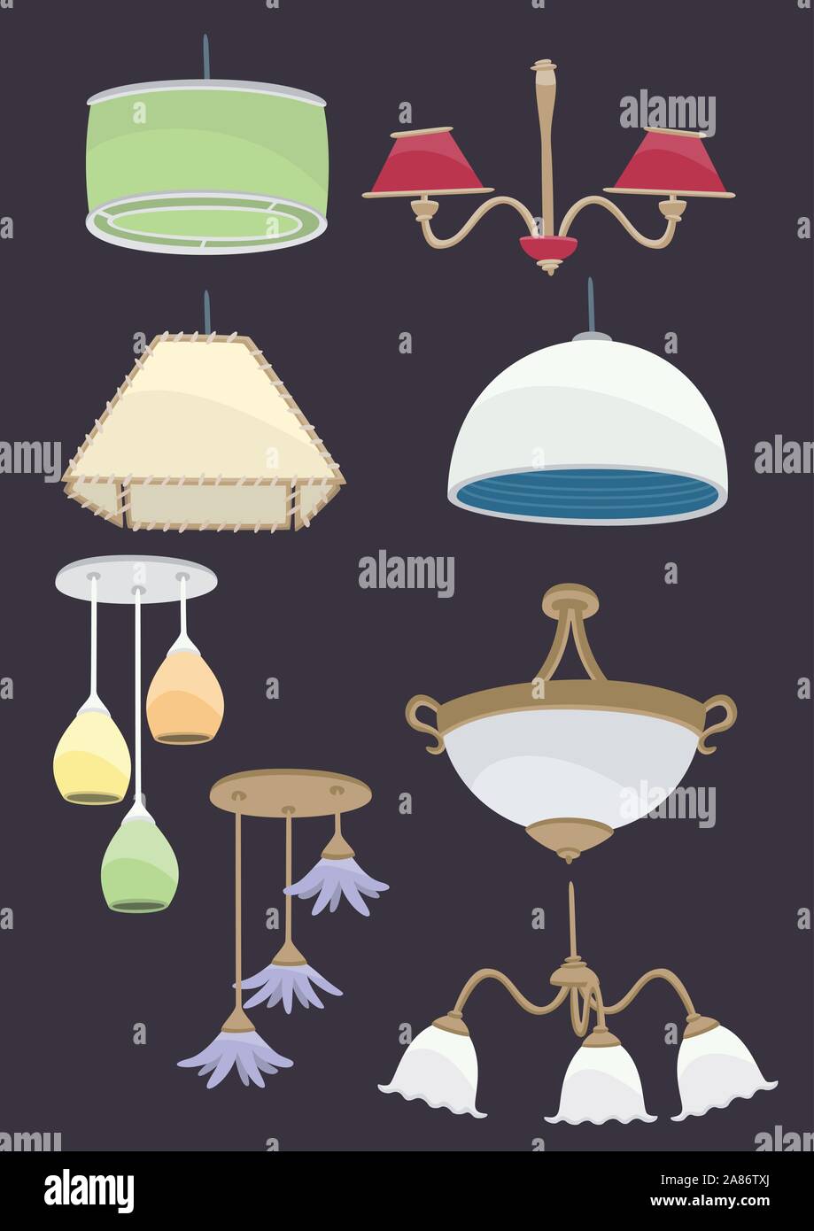 lamp set 2, roof lamp vector icon collection Stock Vector Image & Art ...