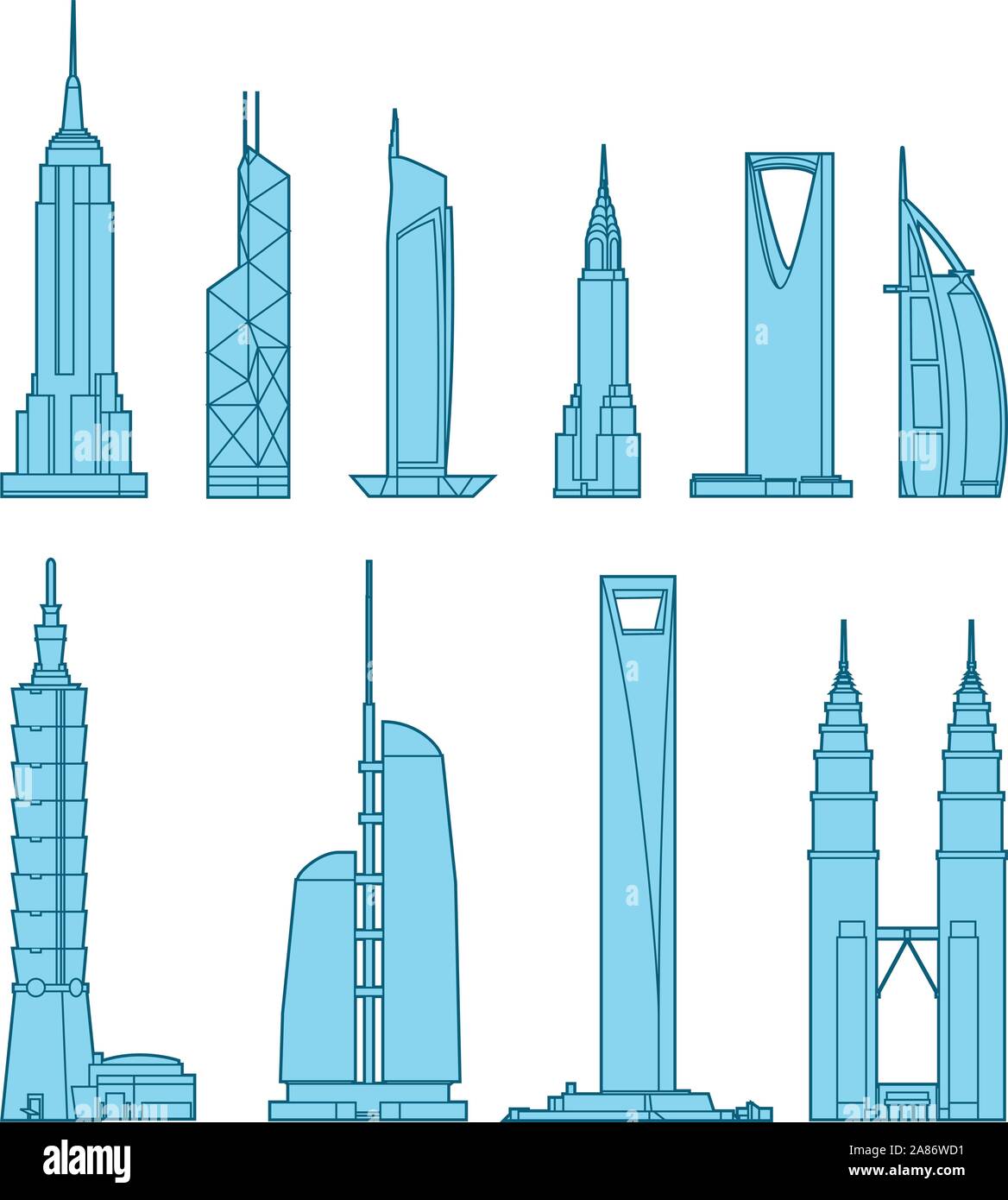 Tall building Business Skyscraper Antenna Tower set vector illustration Stock Vector Image & Art ...