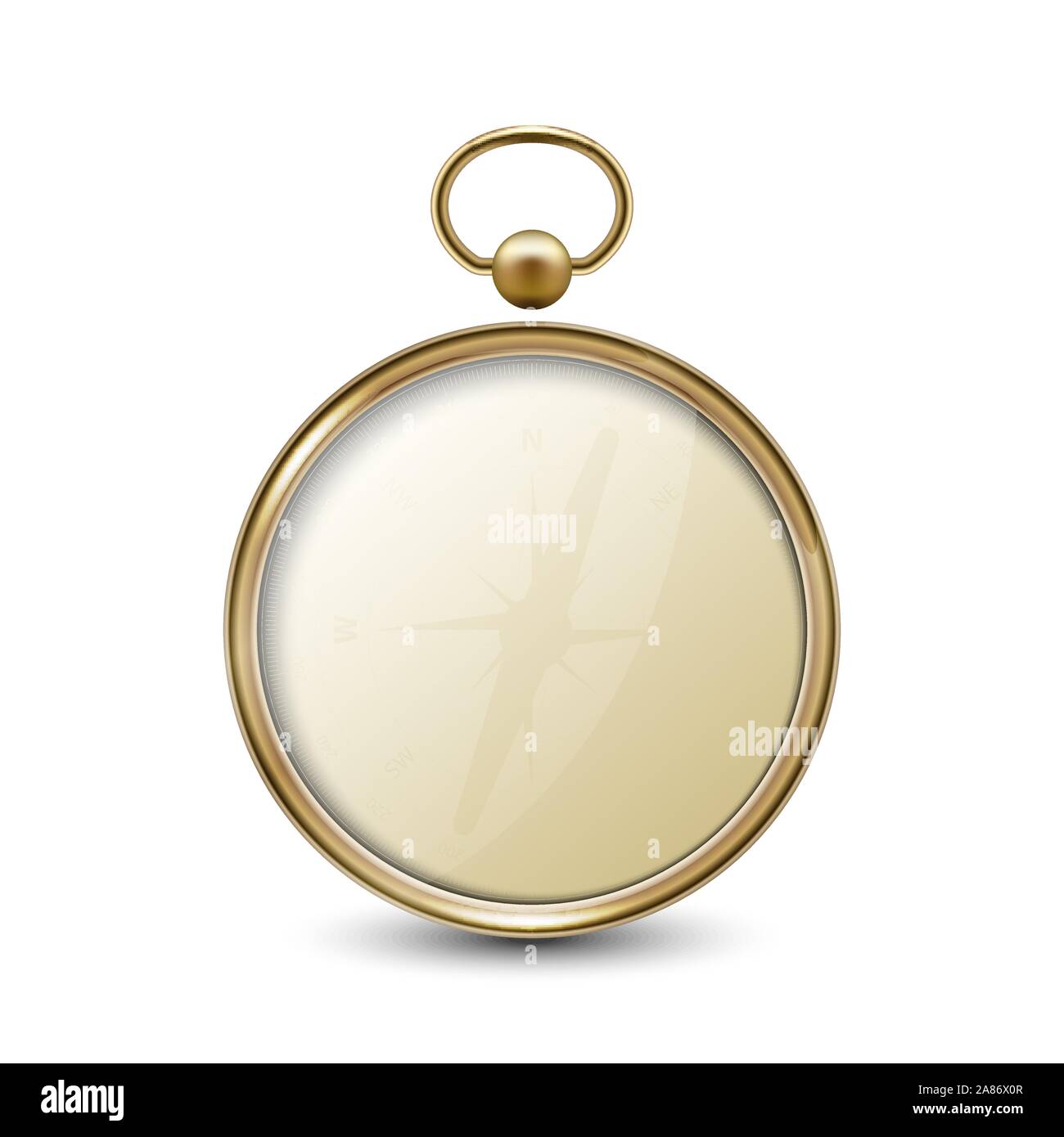 Vector 3d Realistic Metal Golden Antique Old Vintage Compass With