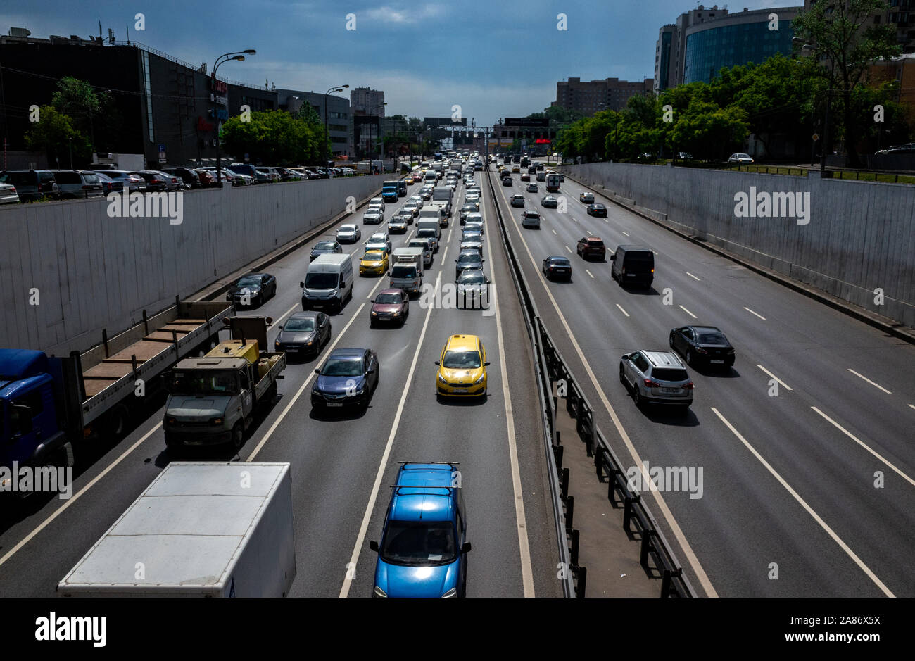 May 30, 2019, Moscow, Russia. Car traffic on the Third Ring Road in ...