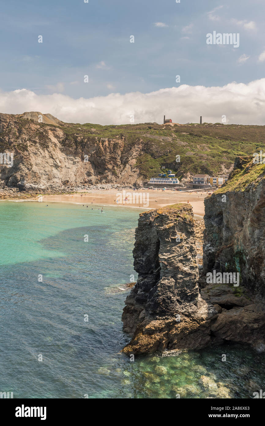 Sea stack, St Agnes Cornwall in the summer Stock Photo - Alamy