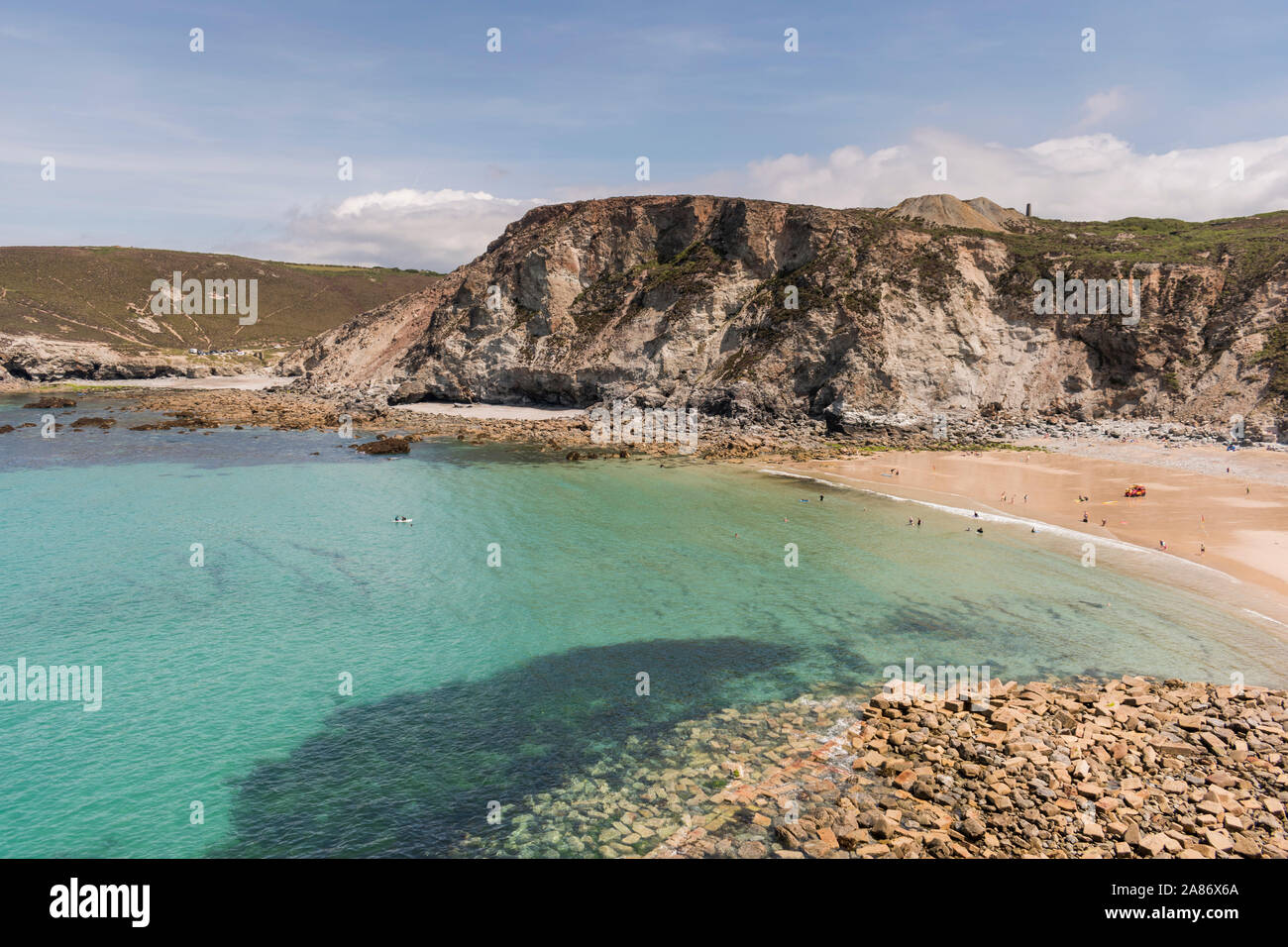 The popular beach at St Agnes in North Cornwall Stock Photo - Alamy