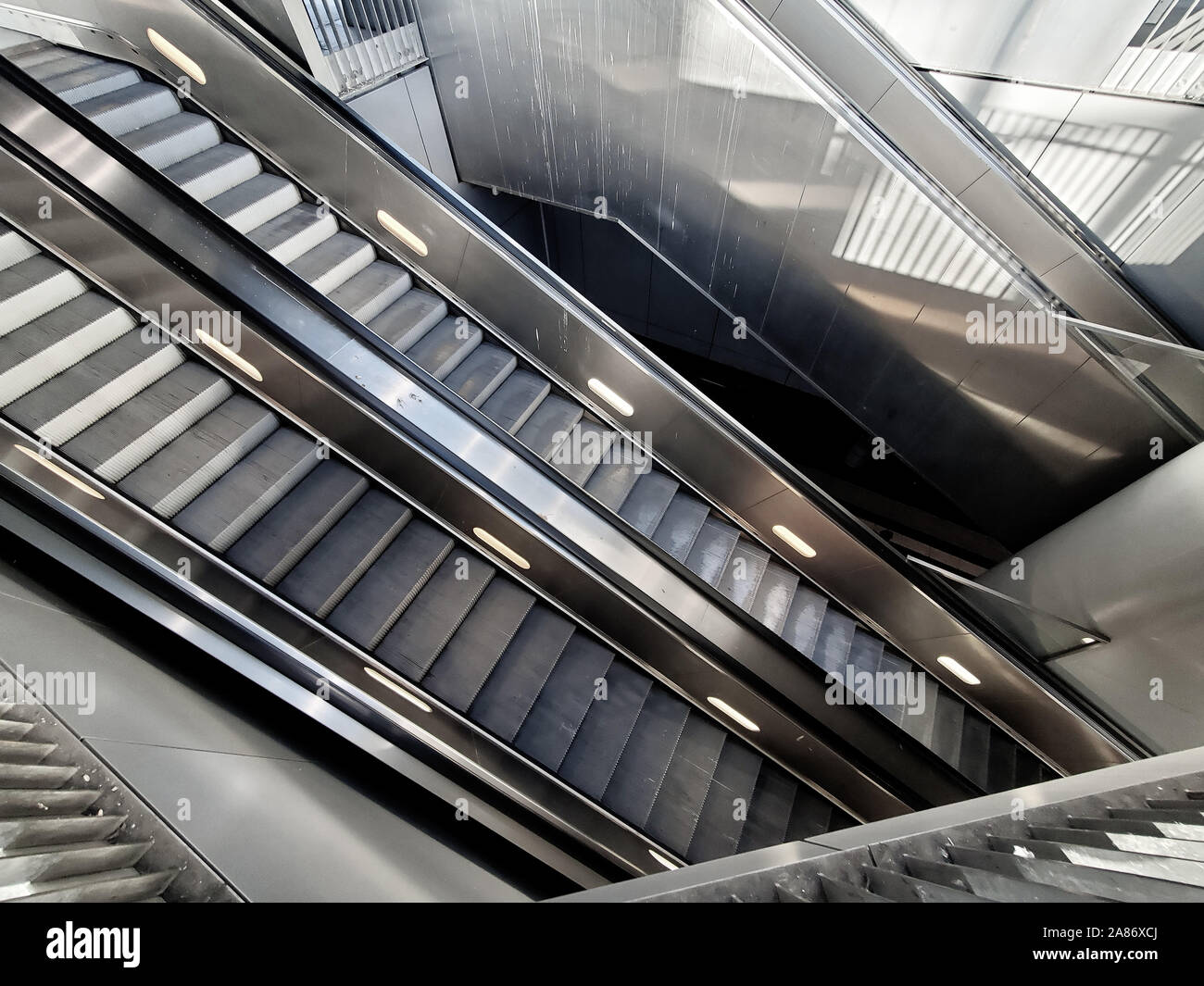 Top view of modern escalator in a station Stock Photo - Alamy