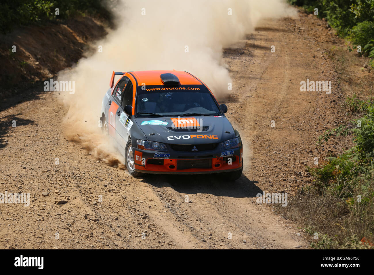ISTANBUL, TURKEY - JULY 07, 2019: Ugur Soylu drives Mitsubishi Lancer ...
