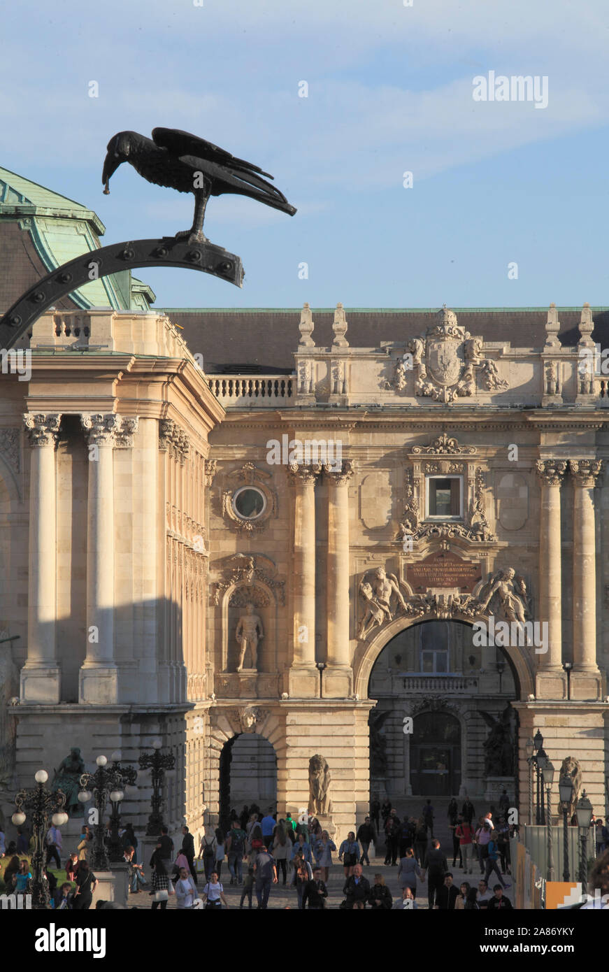 Hungary; Budapest; Royal Palace, raven statue Stock Photo - Alamy
