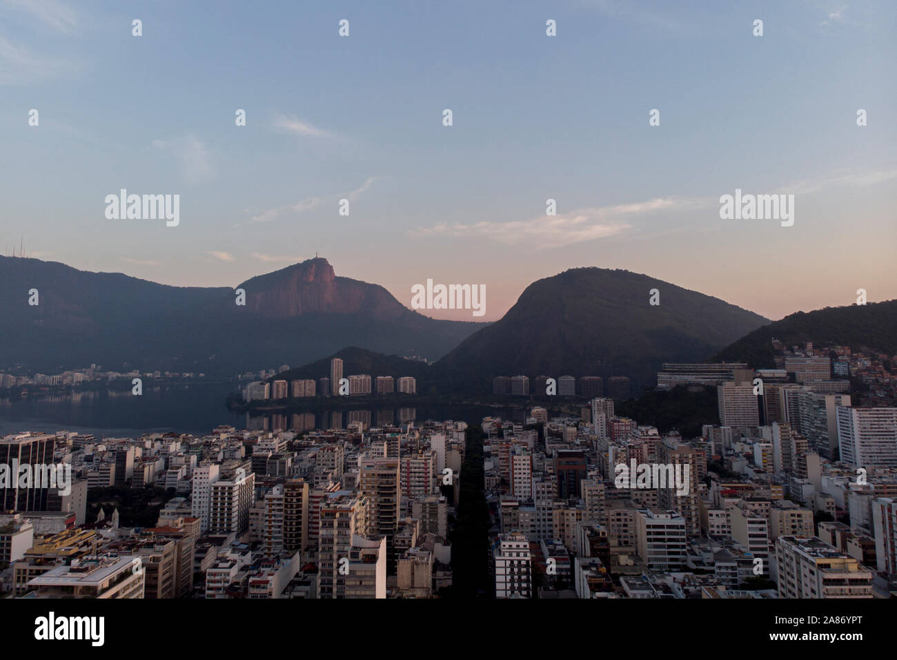 Aerial view of Ipanema neighbourhood and Lagoa city lake in Rio de ...
