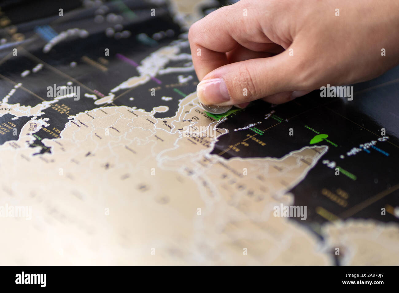 Point place on the world map. Mark on the map Stock Photo - Alamy