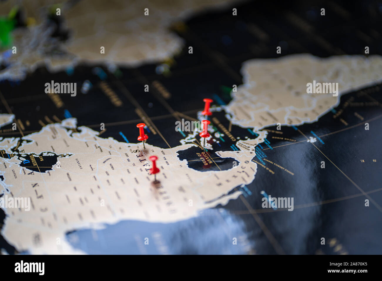 Point place on the world map. Mark on the map Stock Photo - Alamy