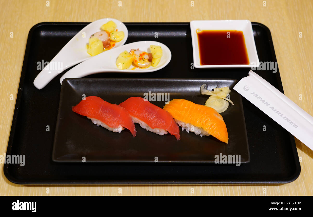 TOKYO, JAPAN -3 NOV 2019- View of the First Class Sakura Lounge from ...