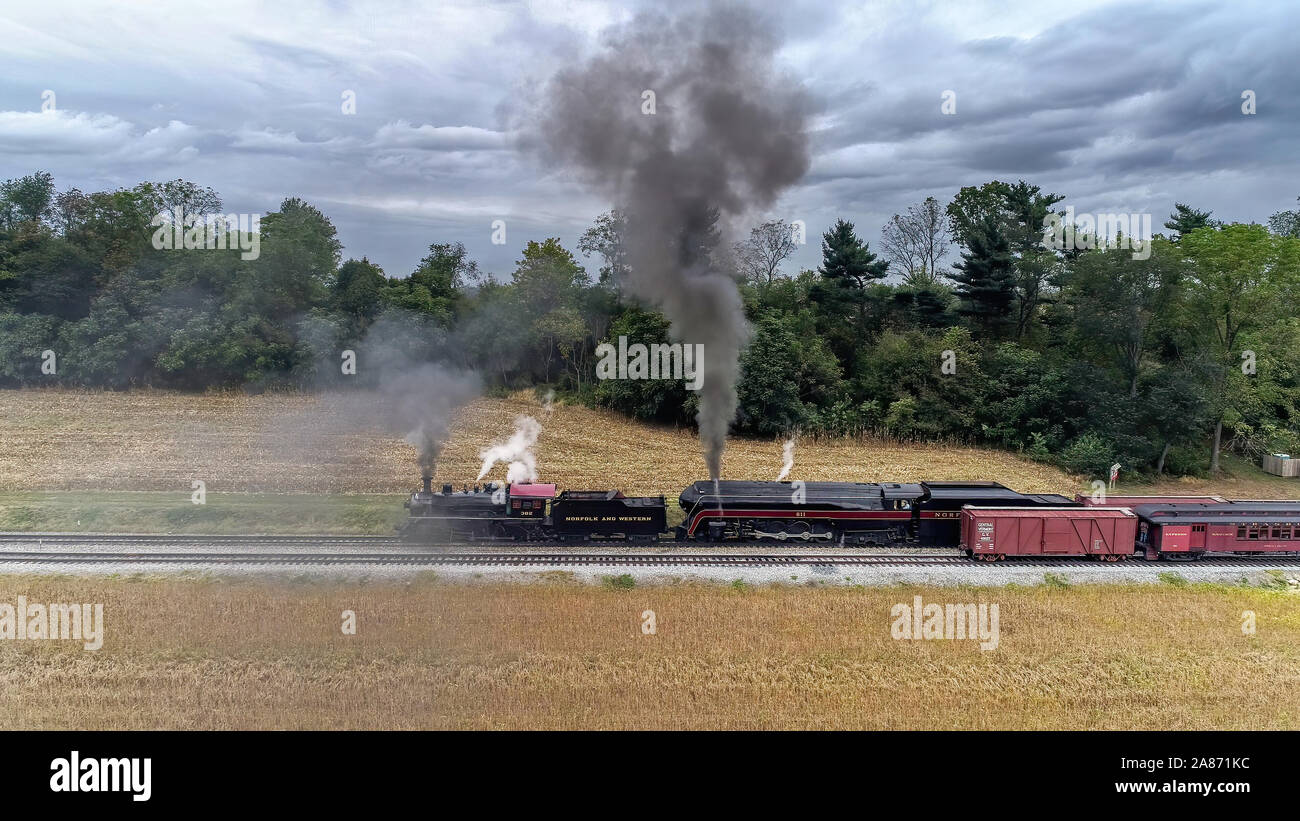 Strasburg, Pennsylvania, October 2019 - Aerial View of 2 Antique ...