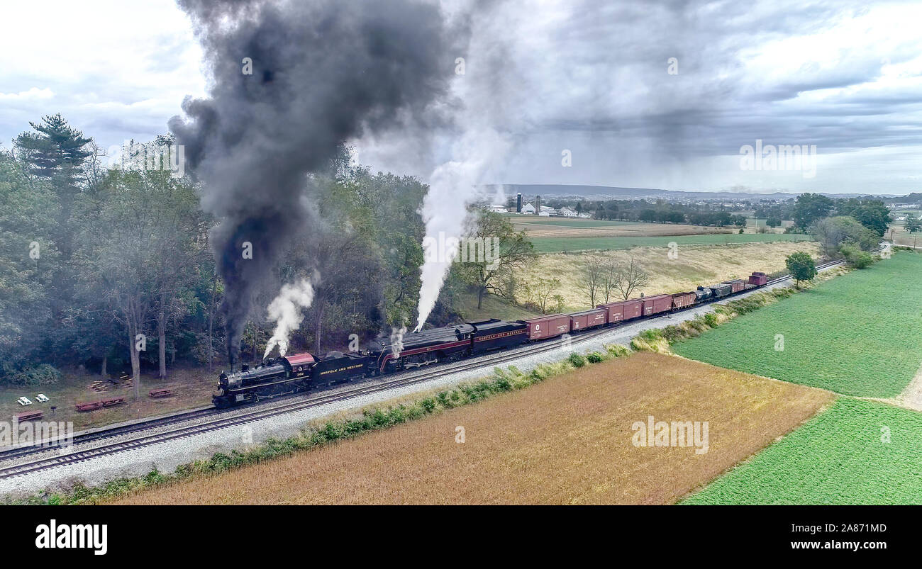 Strasburg, Pennsylvania, October 2019 - Aerial View of 2 Antique ...