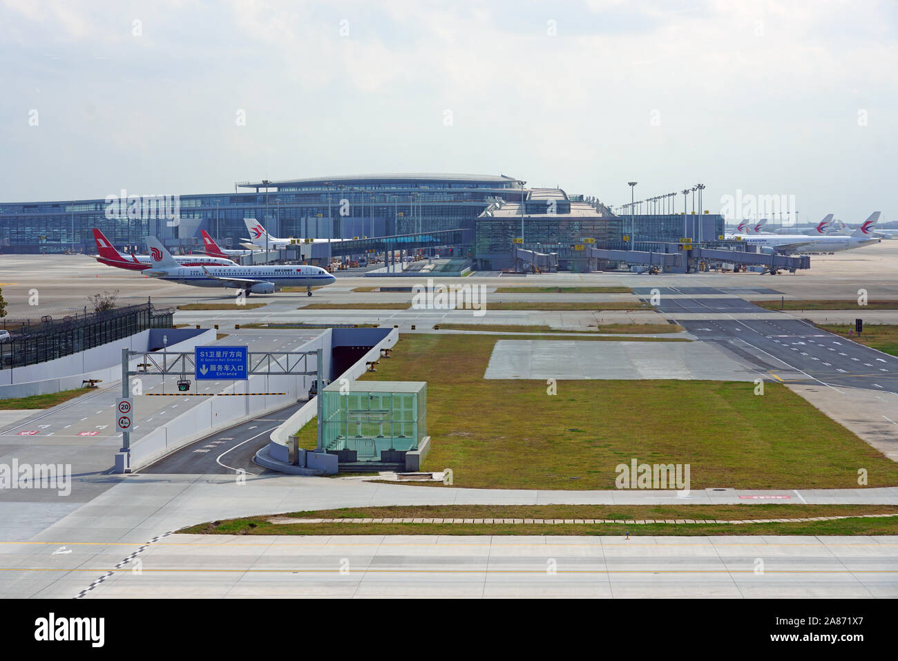 SHANGHAI, CHINA -3 NOV 2019- View of the Shanghai Pudong International ...