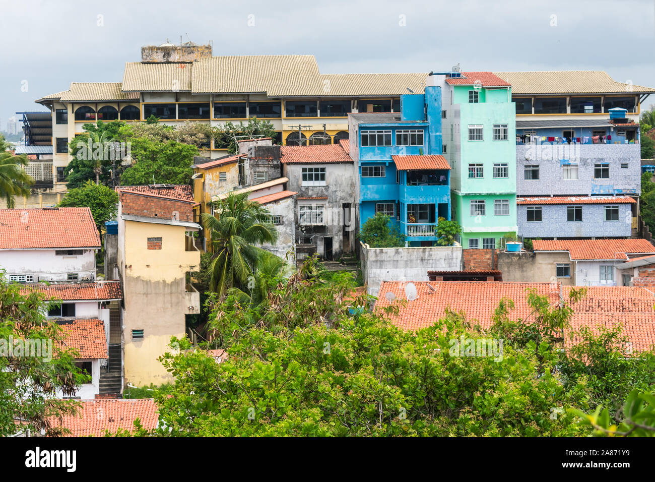 Skyline with poorly built buildings in Itapua neighborhood - Salvador ...