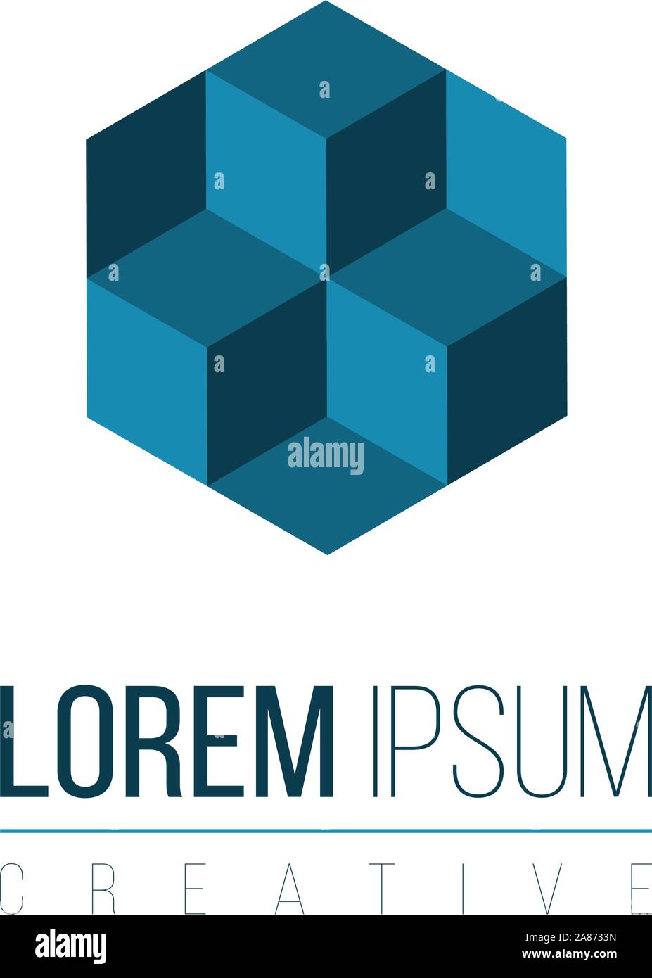 Isometric hexagon Triple cubes or blocks logo design template, company ...