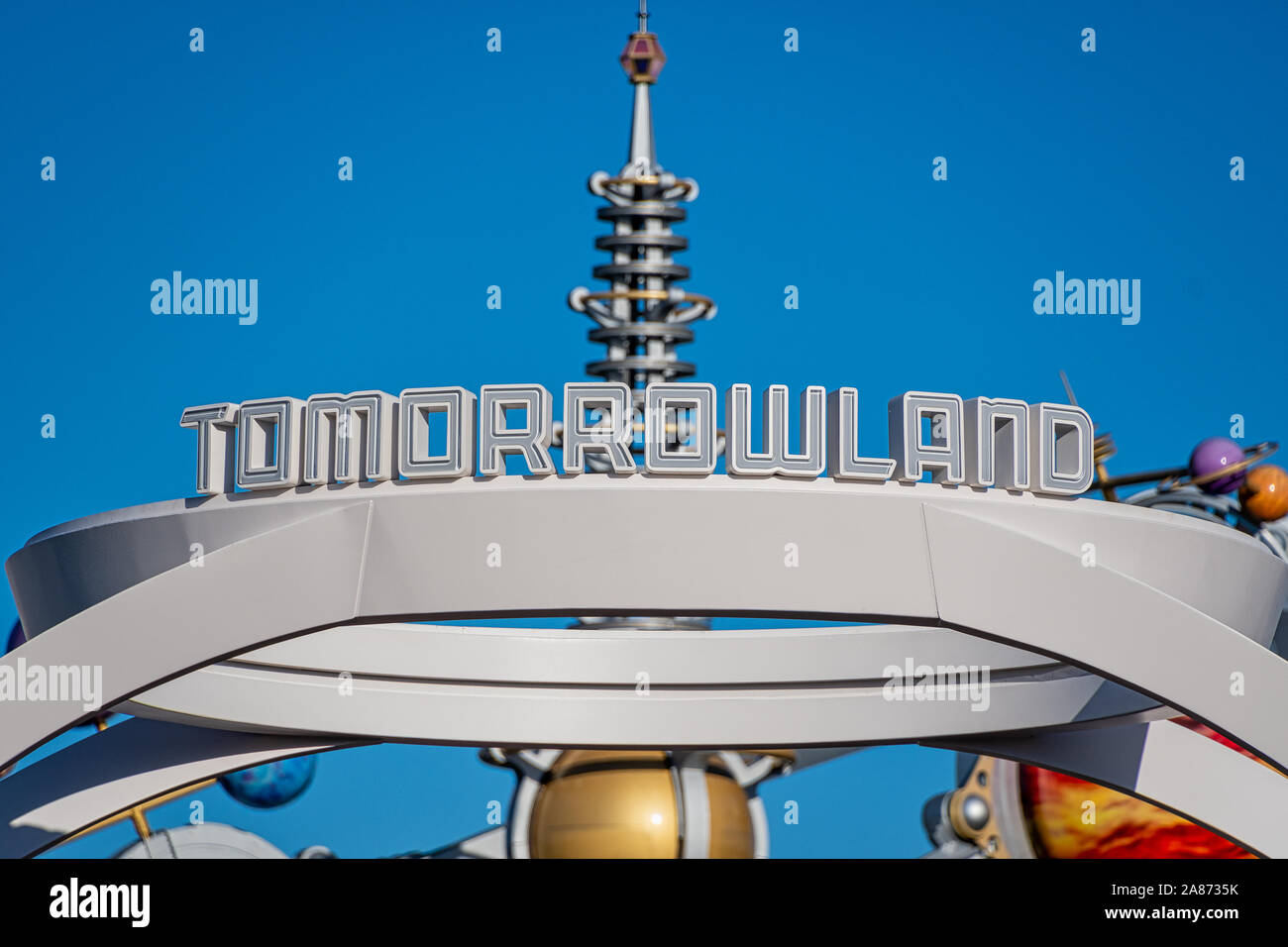 New Tomorrowland sign at the Magic Kingdom Stock Photo - Alamy
