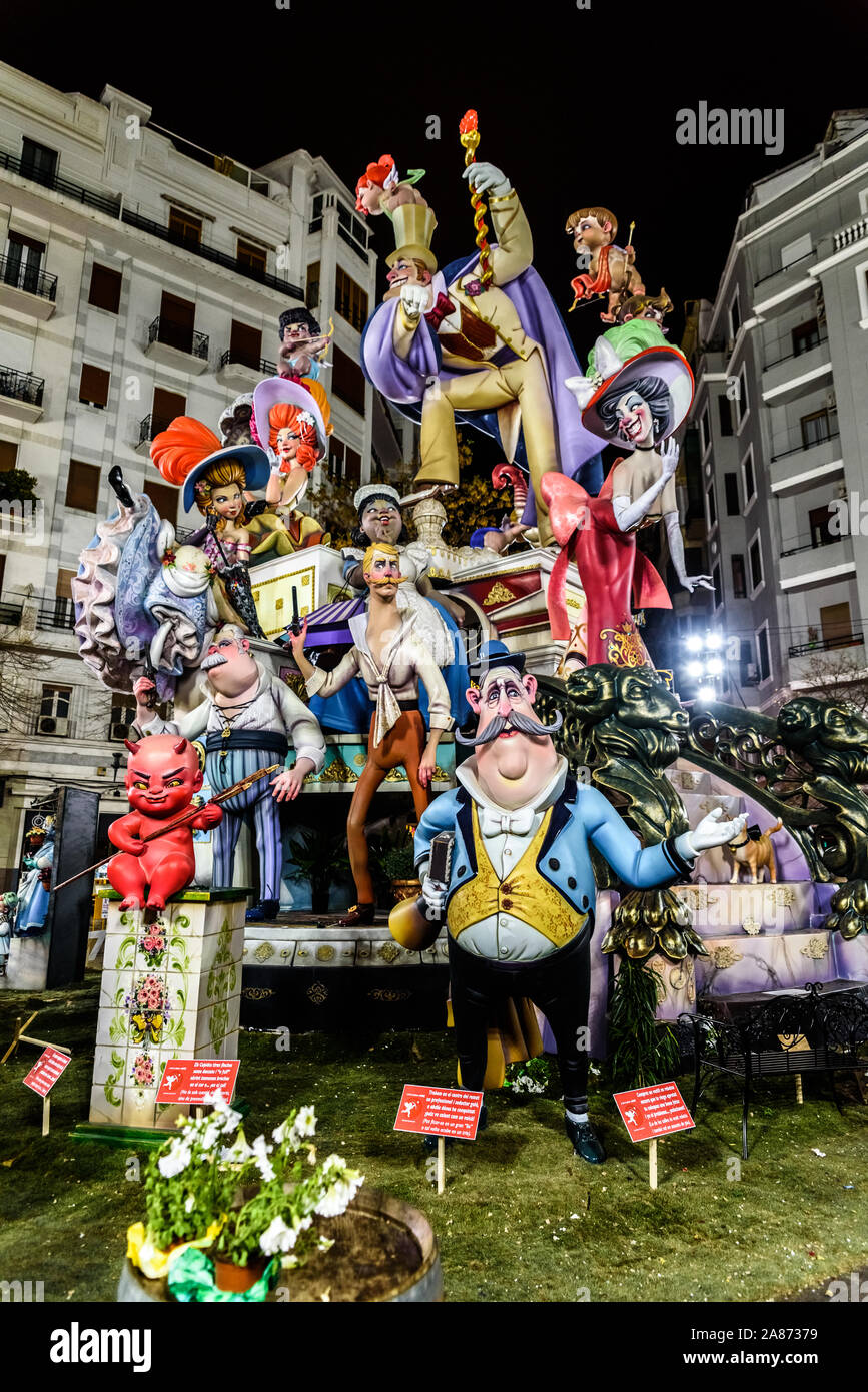 Valencia, Spain - March 19, 2019: Detail of the beautiful and ...
