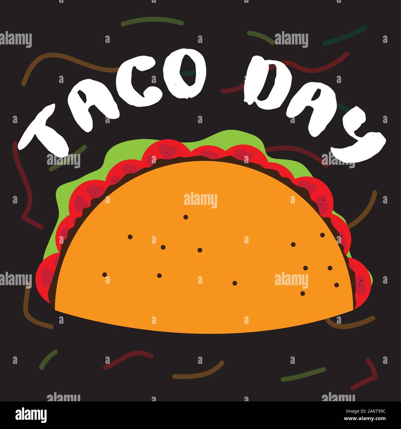 Taco day poster. Traditional mexican celebration- Vector illustration ...