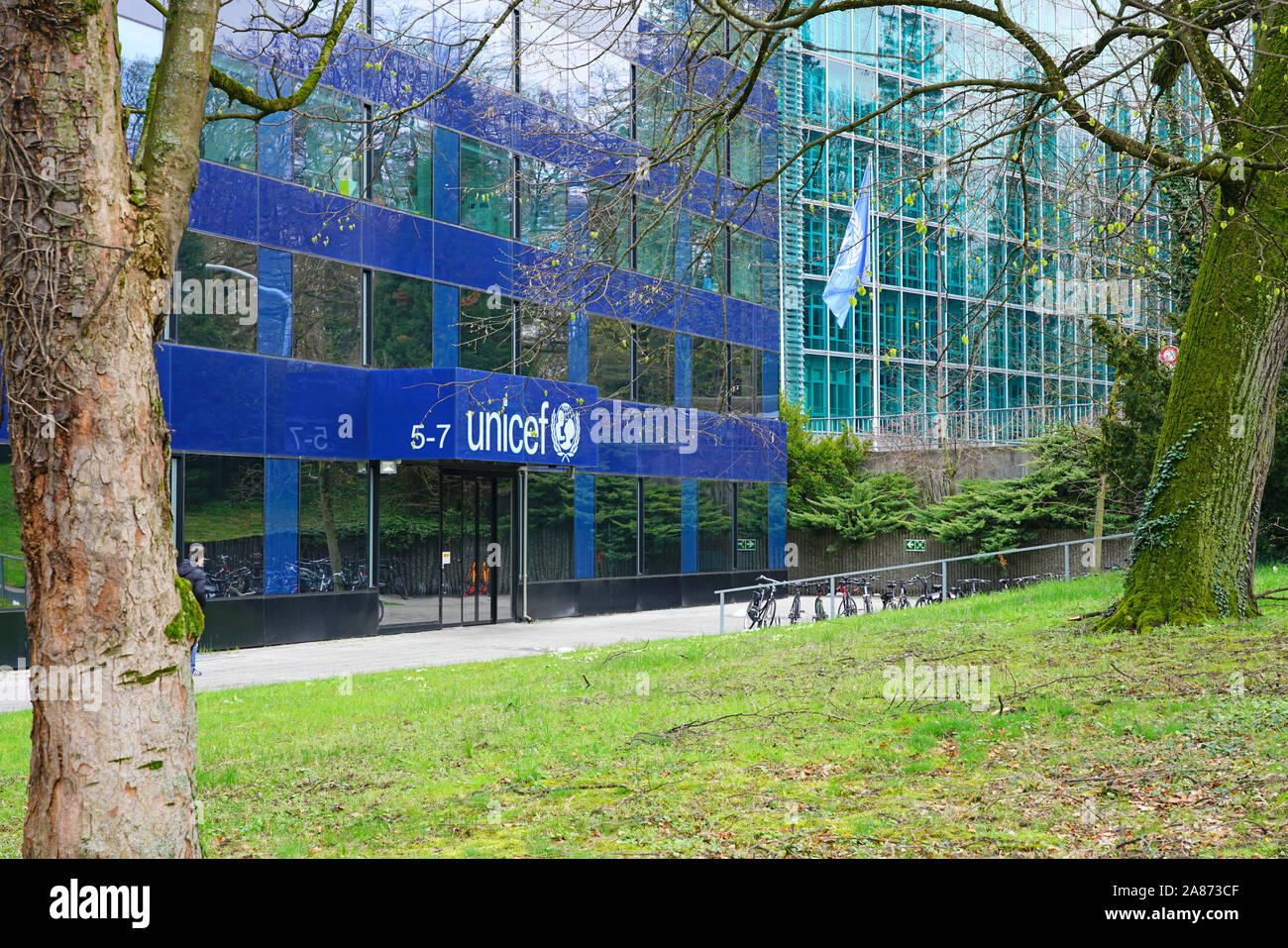 GENEVA, SWITZERLAND -5 APR 2019- Exterior view of the UNICEF ...