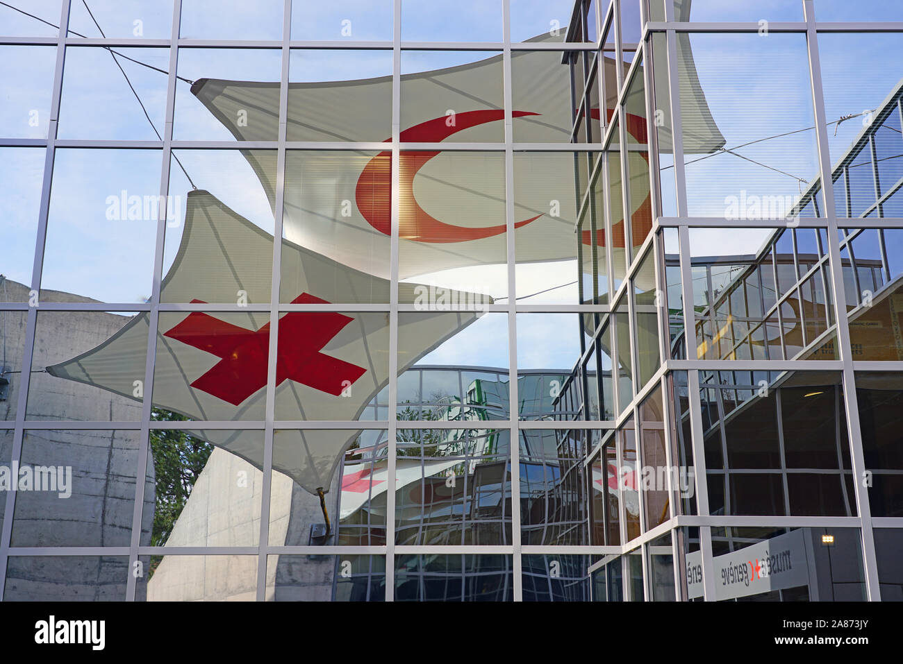 GENEVA, SWITZERLAND -5 APR 2019- Exterior view of the International ...