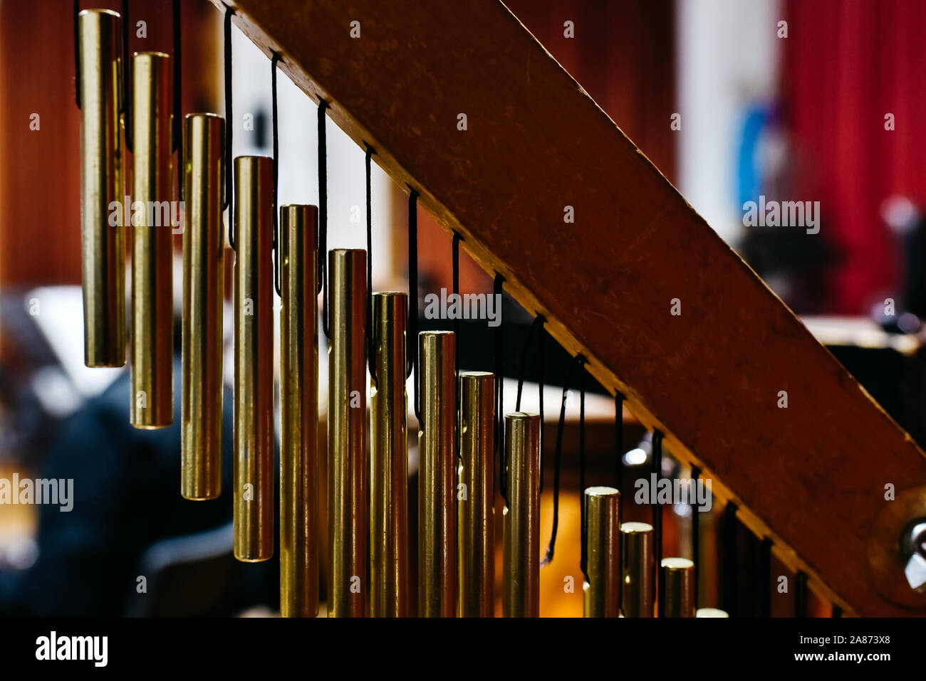 Musical detail of a golden Windchimes Stock Photo - Alamy