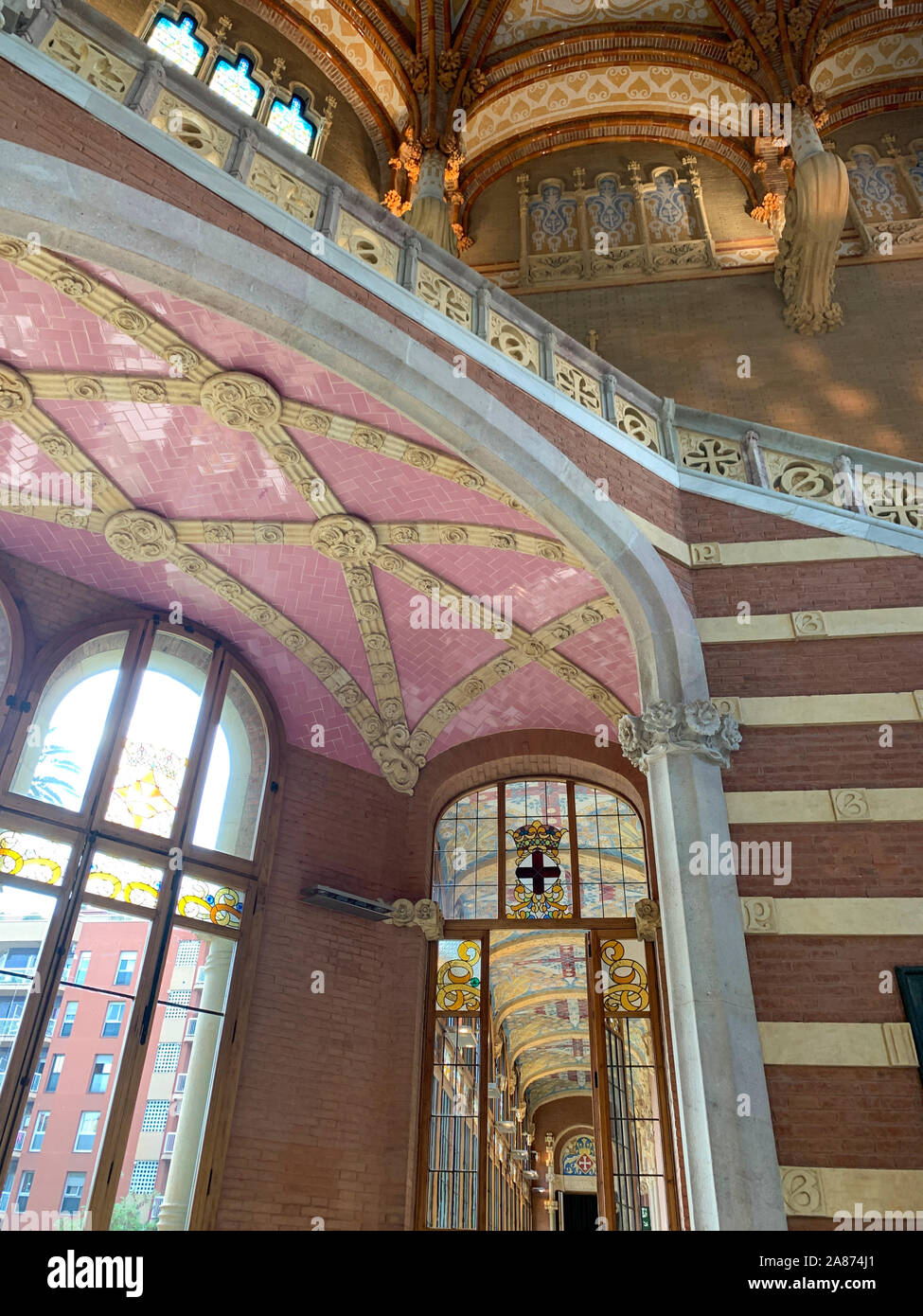 Inside Hospital Sant Pau. Hospital of St. Paul and the Holy Cross. The ...