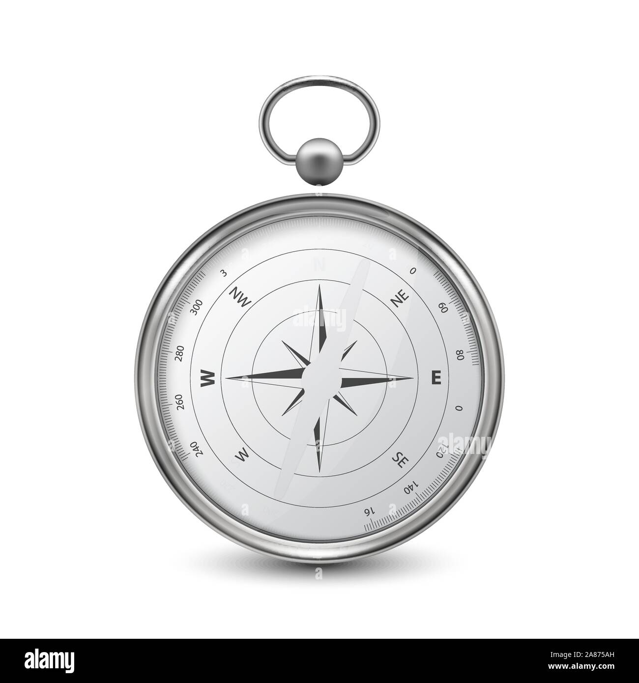 Vector 3d Realistic Metal Steel Silver Antique Old Vintage Compass with ...