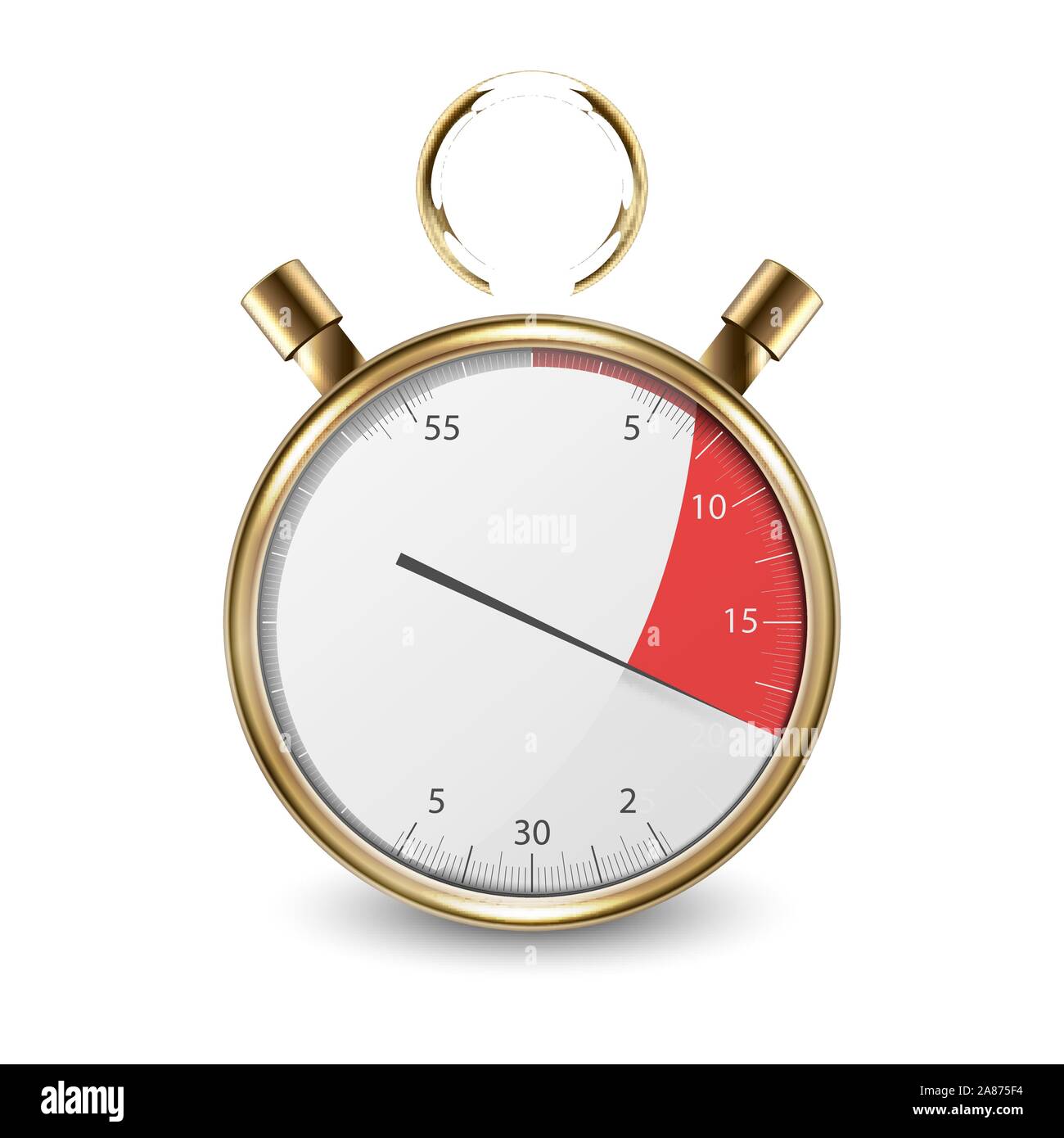 Realistic Metal Golden Classic Stopwatch Icon Closeup Isolated on White ...