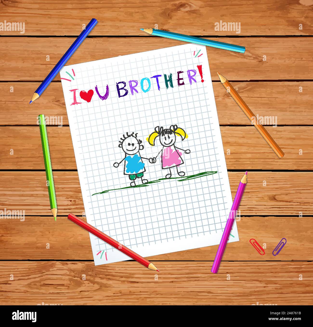 Brother and sister photo Stock Vector Images - Alamy